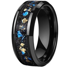 COI Tungsten Carbide Black/Rose/Gold Tone/Silver Meteorite & Gold Foil ...